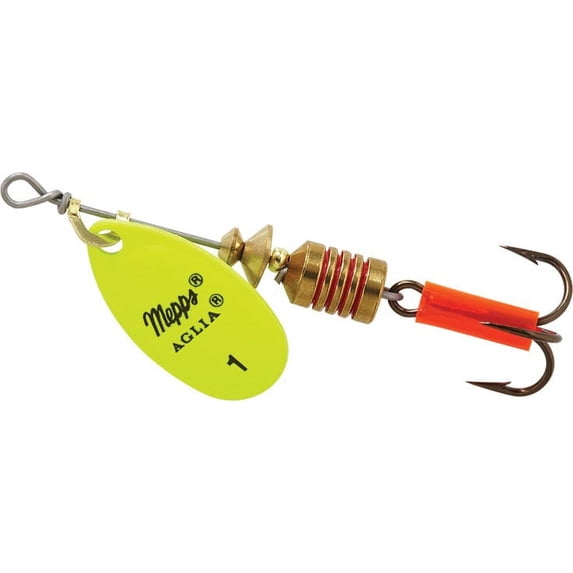 Mepps Aglia In-Line Spinner, 1/8oz, Plain Treble Hook, Hot Chartreuse ...