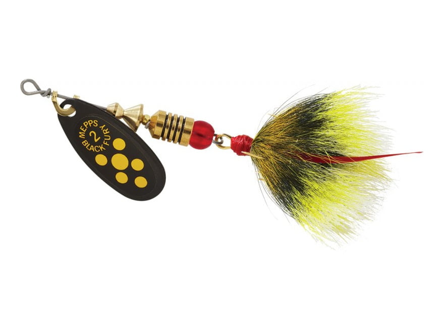 Mepps Black Fury Dressed Size 2 - 1/6 oz Yellow Dot - Walmart.com