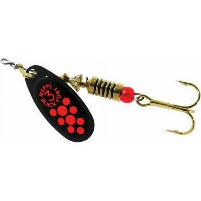Mepps Black Fury In-Line Spinner, 1/4 oz, Plain Treble Hook Black with ...