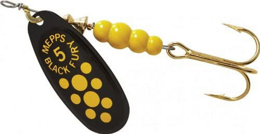 Mepps Black Fury Plain Treble Spinner Yellow Dot Size 5, 1/2 Oz - BF5 Y ...