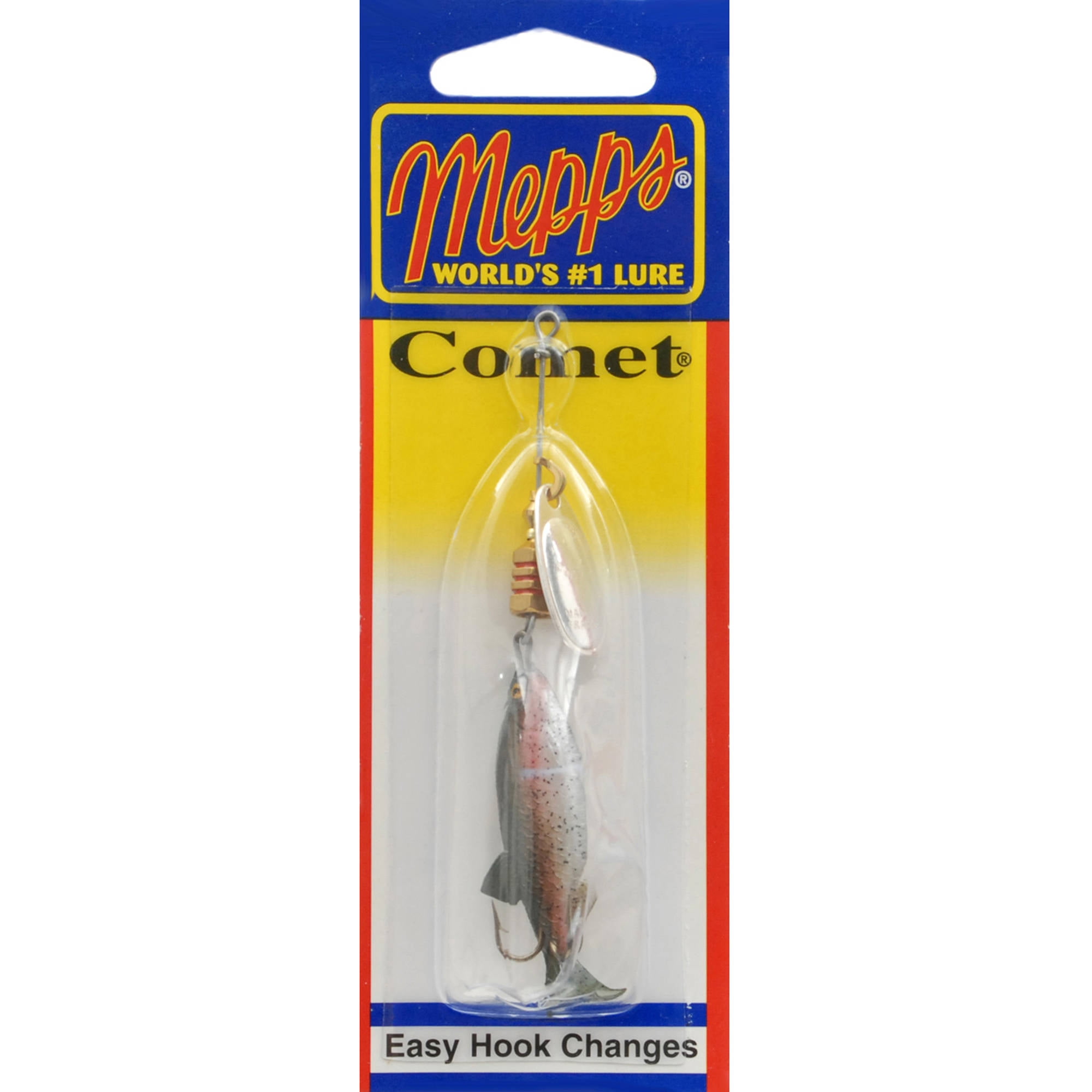 Mepps Comet Rainbow Trout Mino Inline Spinner, 1/6 oz, Silver Blade ...