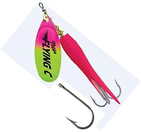 Mepps Flying C In-Line Spinner, 3 1/4in, 5/8 oz Treble/Single Hook, Hot ...