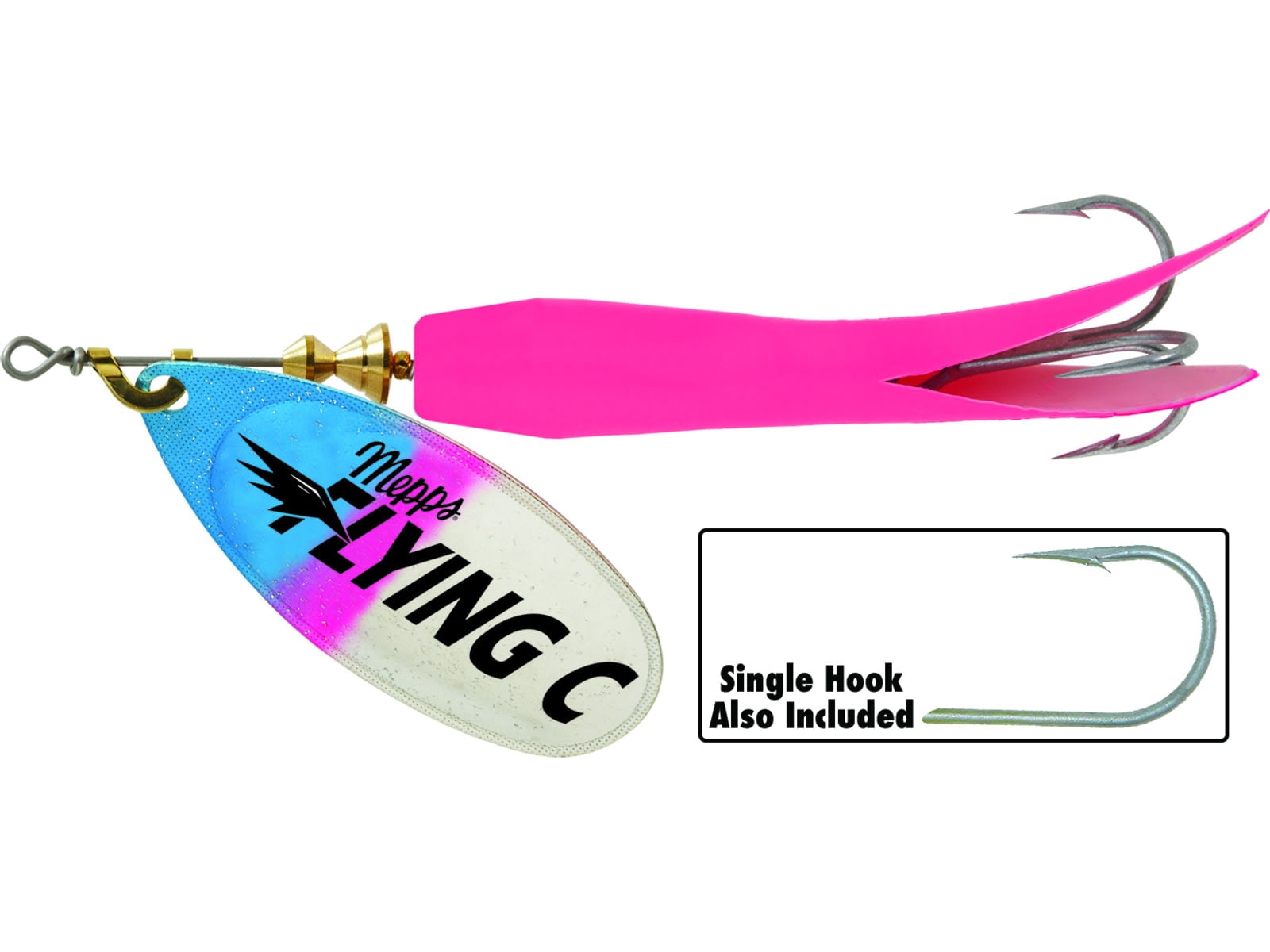 Mepps Flying C In-Line Spinner, 4 3/4in, 7/8 oz Treble/Single Hook ...