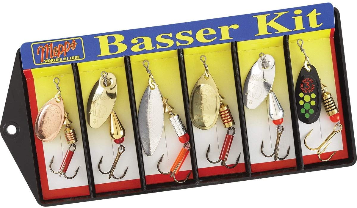 Mepps K2 Basser Lure Kit Assorted Plain Treble Hook Single Hook 6 ...