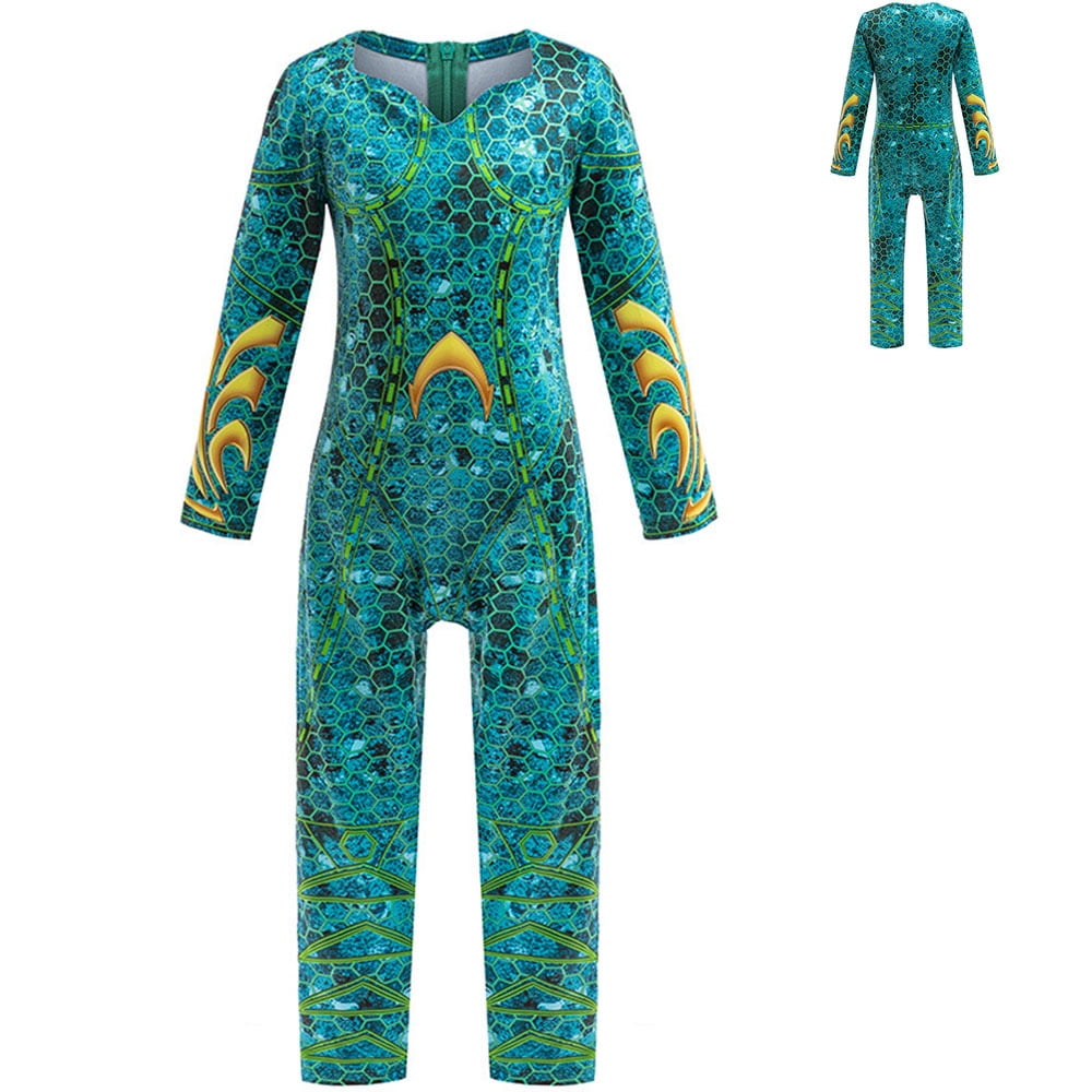 Mera Costume Jumpsuit for Girls Kids Halloween Movie Cosplay Bodysuit ...