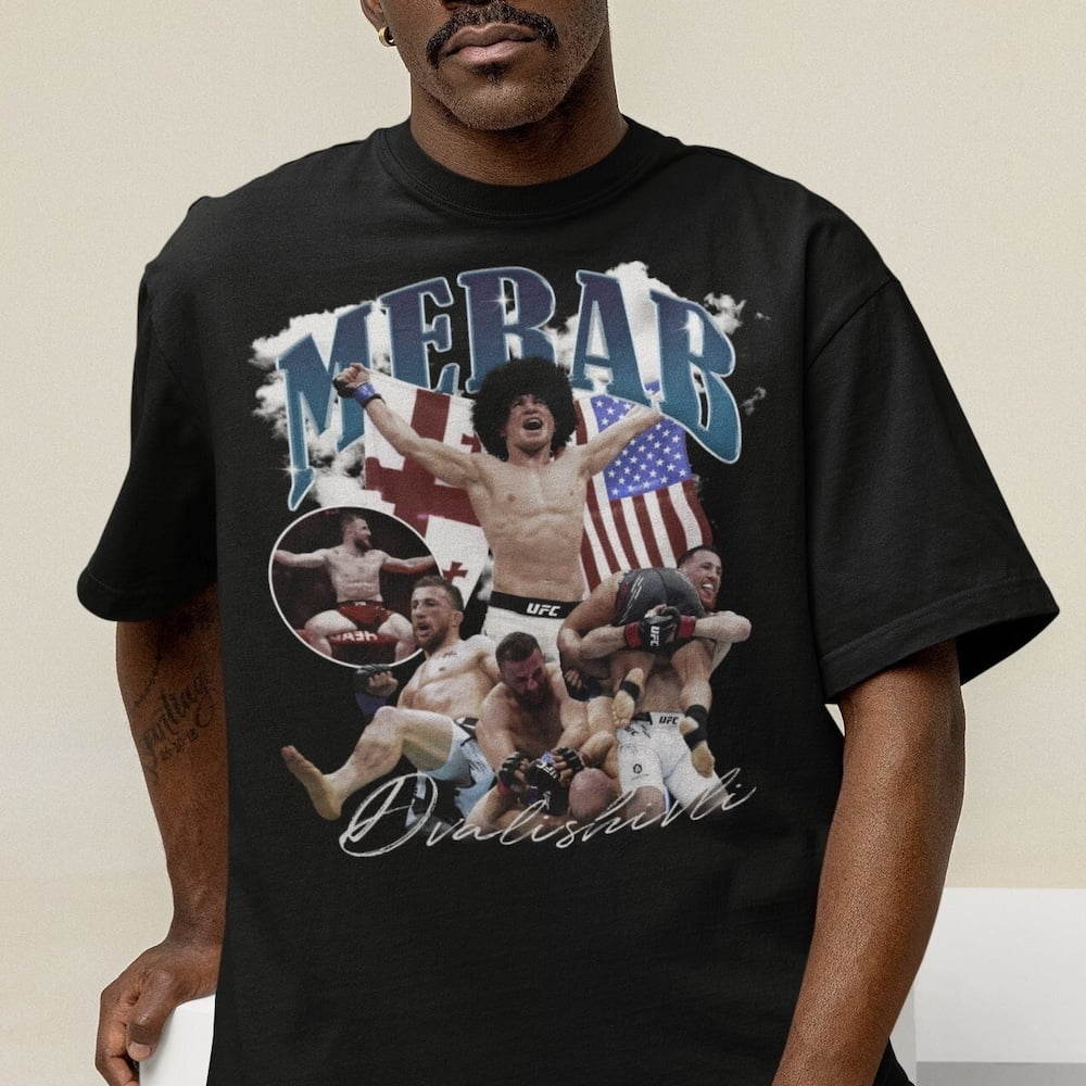 Merab Dvalishvili MMA Vintage 90s Retro Graphic Collage T-Shirt, Boxing ...
