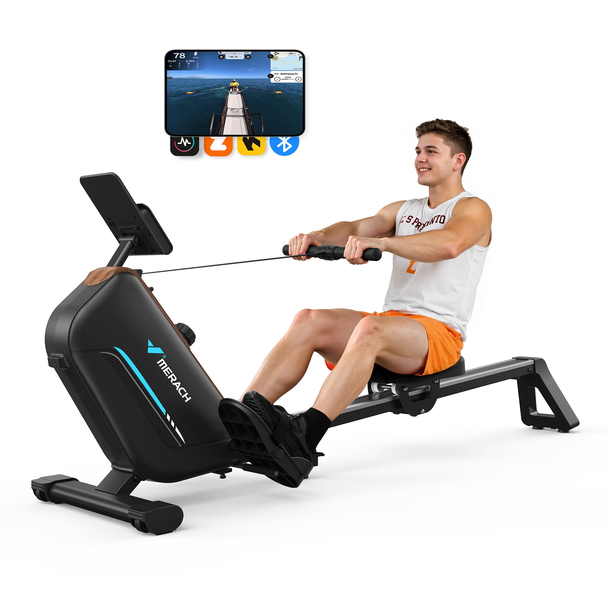 Merach Row Machine Magnetic Rowing Machine Indoor Foldable Rower with 8 ...