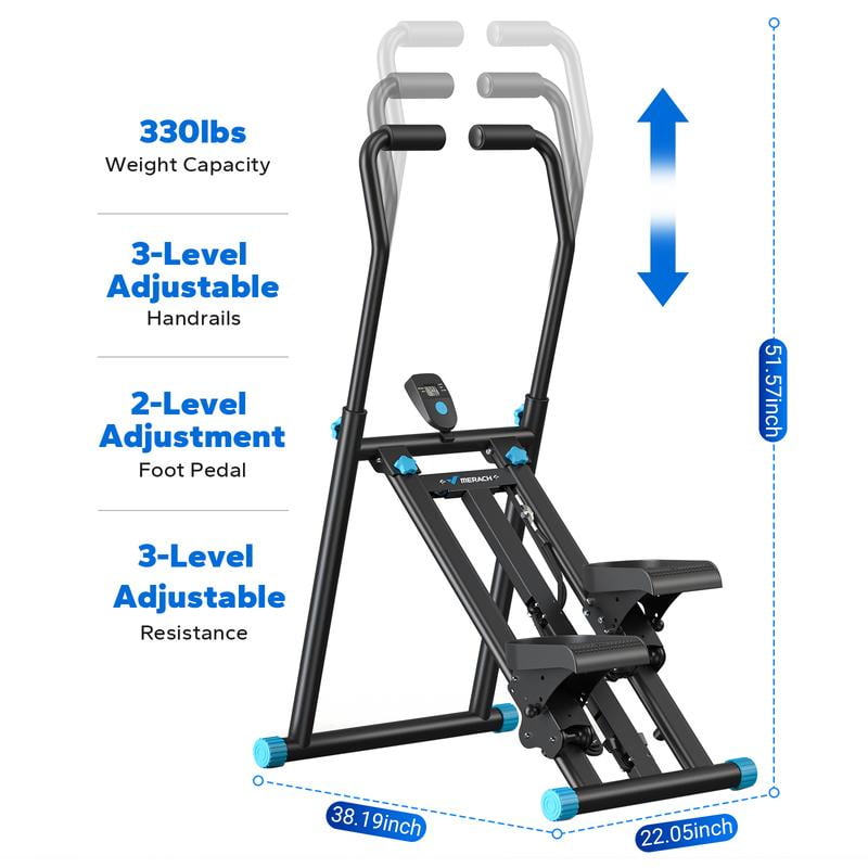 Merach Stair Stepper with Handlebar in Black, Compact Cardio Climber ...