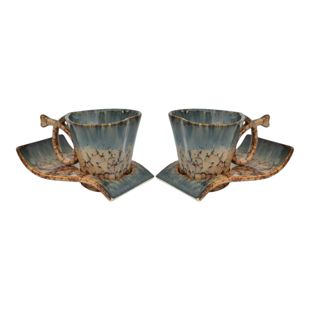 Meraki Mix Ceramic Heart Shaped Cup and Saucer Breakfast Set Ceramic ...