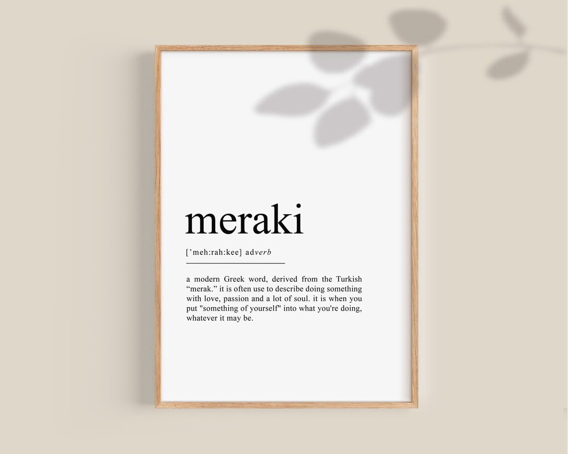 Meraki Poster Greek Definition Poster, Self Love Inspirational Quote ...