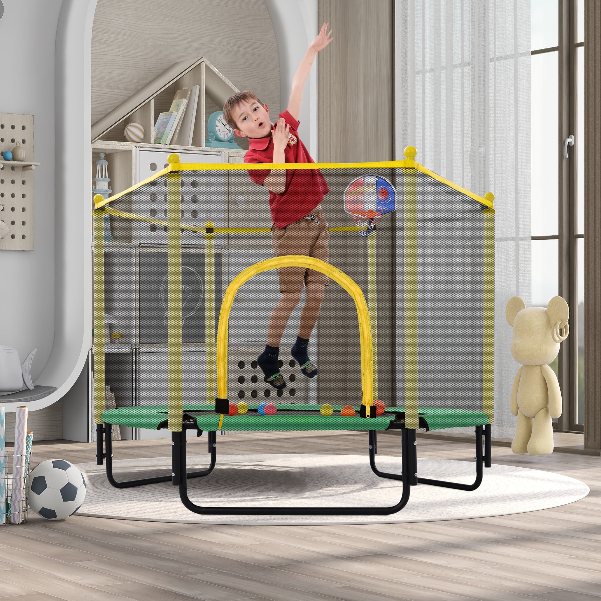 Merax 5 Feet Indoor Trampoline for kids with Safety Enclosure and ...