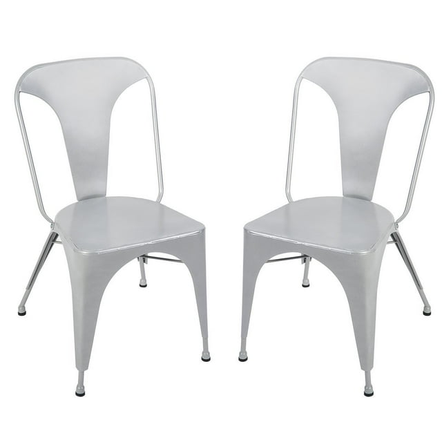 Merax Tolix High Back Chic Stackable Metal Dining Chairs, Set of 2 ...