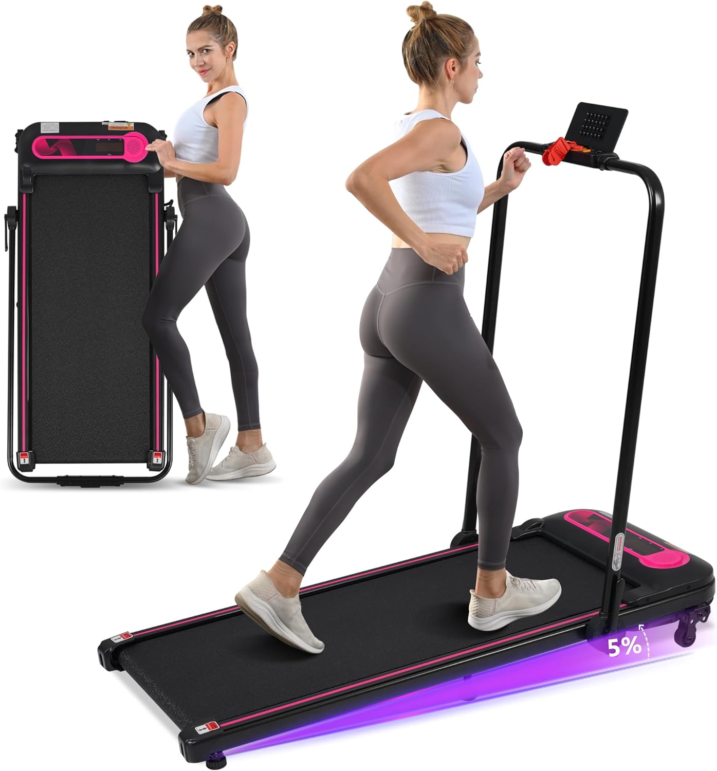 Merax Treadmill, Walking Pad with Handle Bar, Under Desk Treadmill with ...