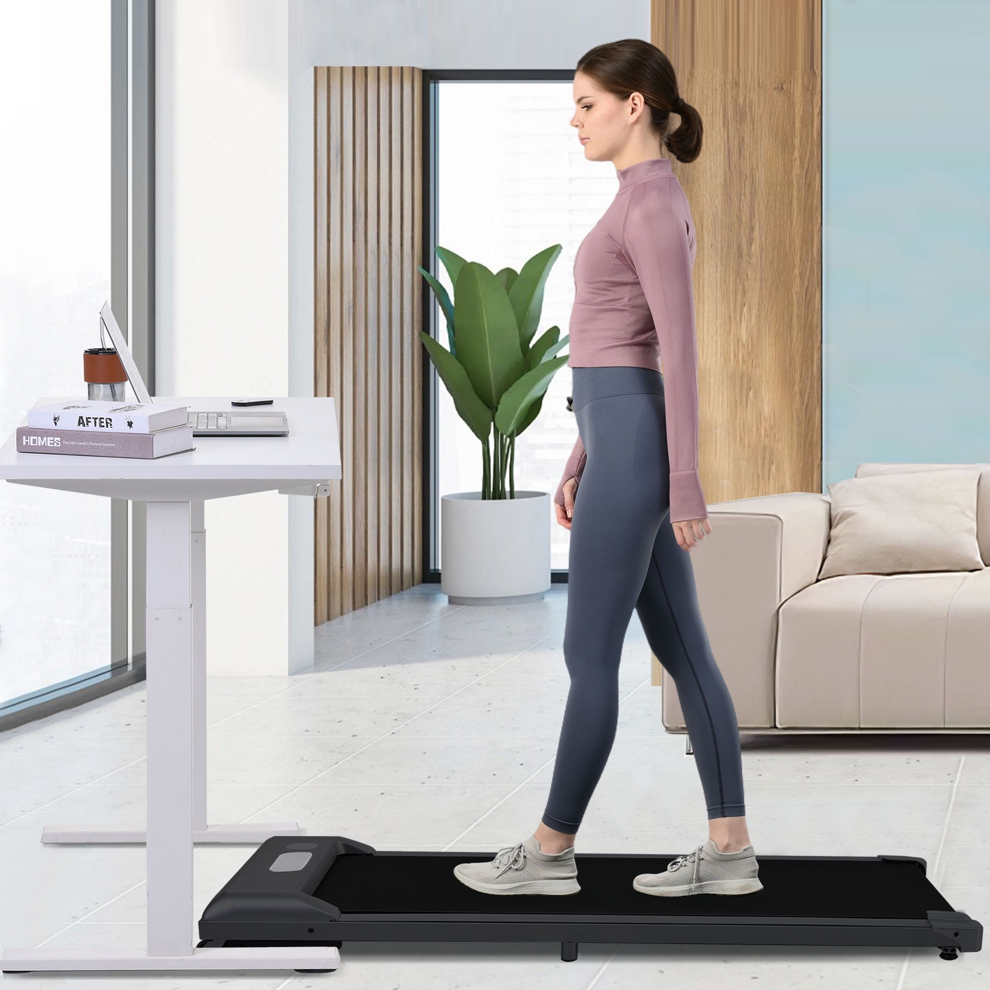 Merax Under Desk Treadmill 2.5HP Portable Walking Pad Desk Treadmill ...