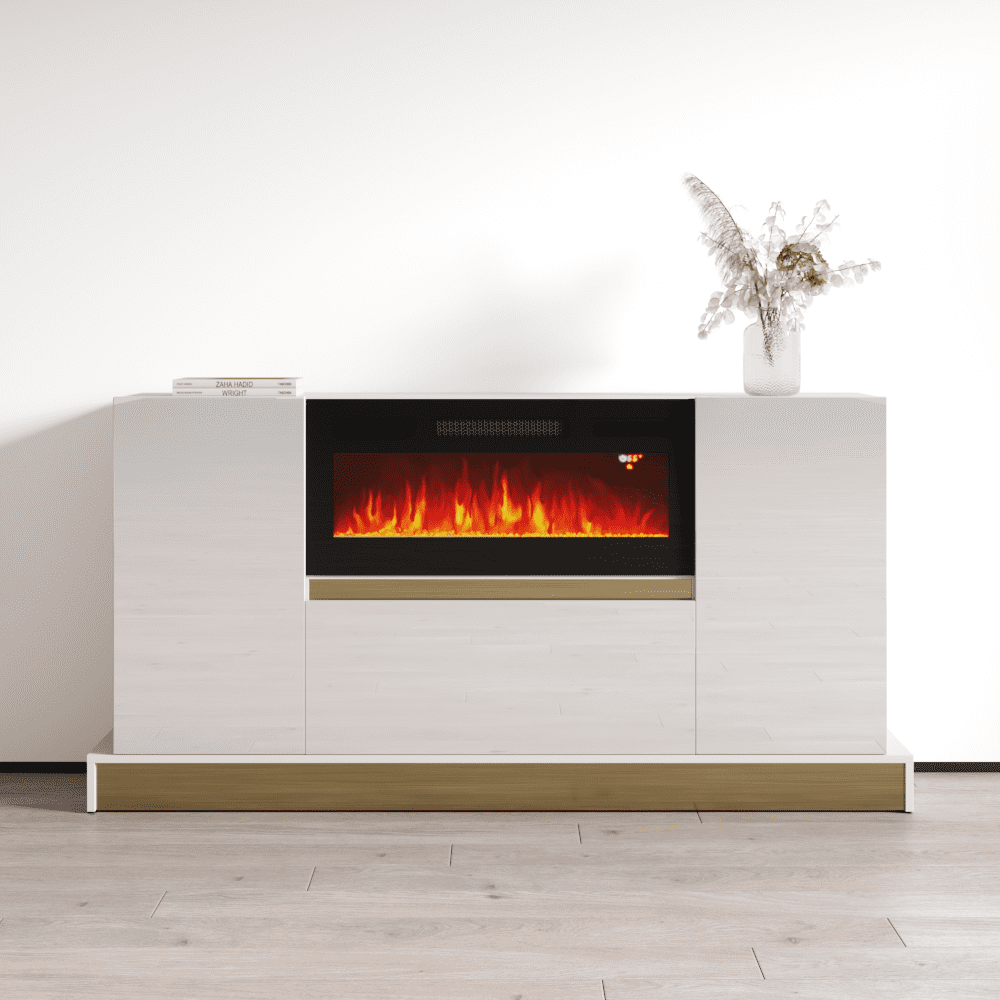 Mercado 01 Modern Electric Fireplace Credenza Sideboard with High Gloss ...