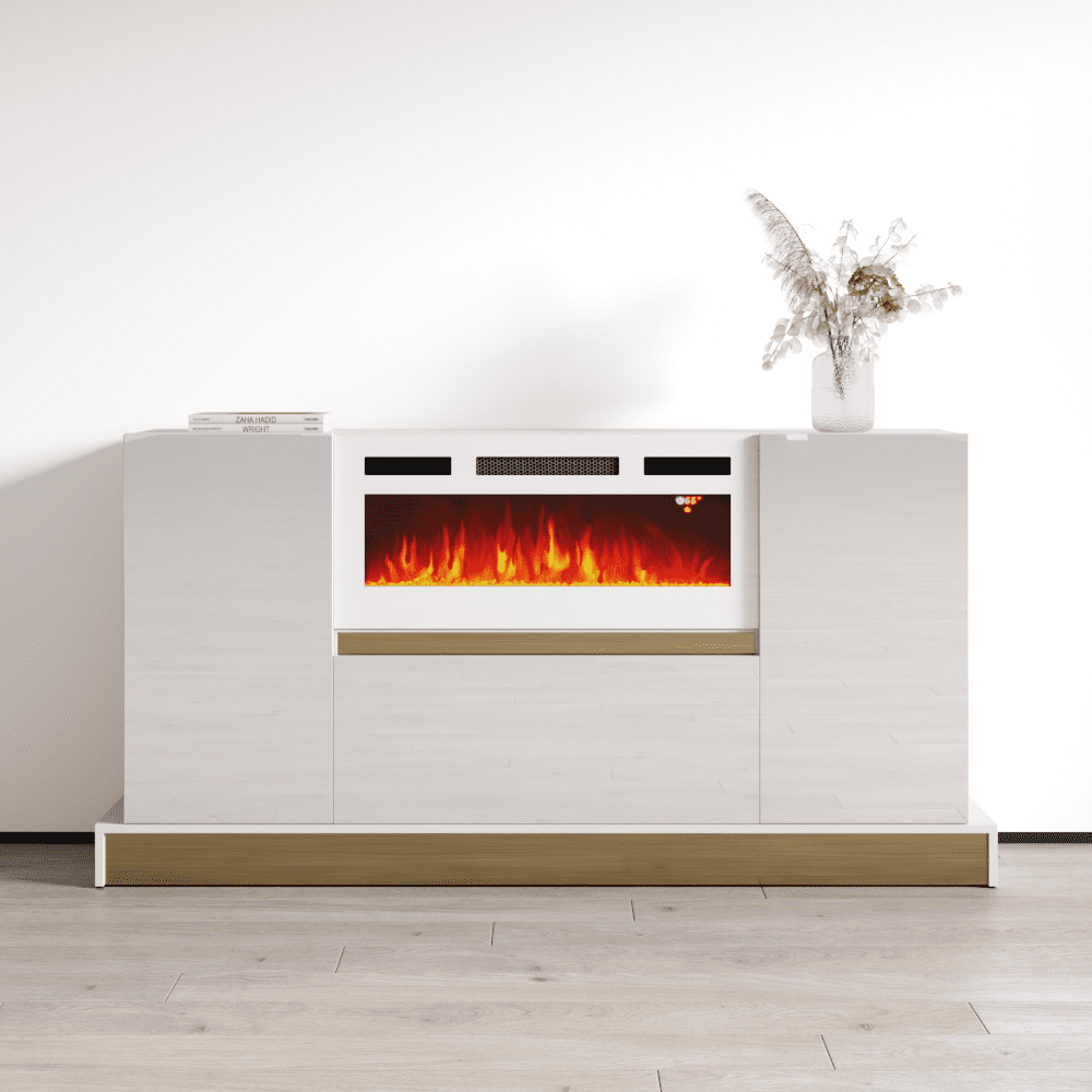 Mercado Modern Fireplace Sideboard with Storage, High Gloss Fronts ...