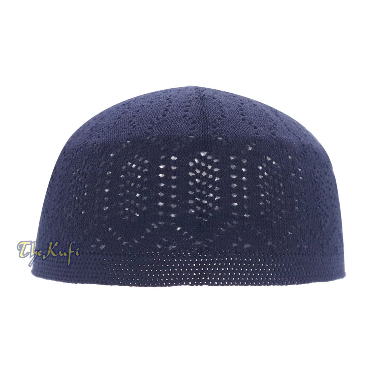 Mercan® Dark Blue Kufi Cotton Open-knit Turkish-style Muslim Prayer Cap ...