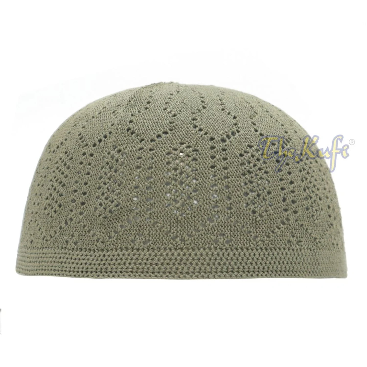 Mercan® Olive Green Cotton Machine-knit Turkish Muslim Kufi Hat Kofia ...