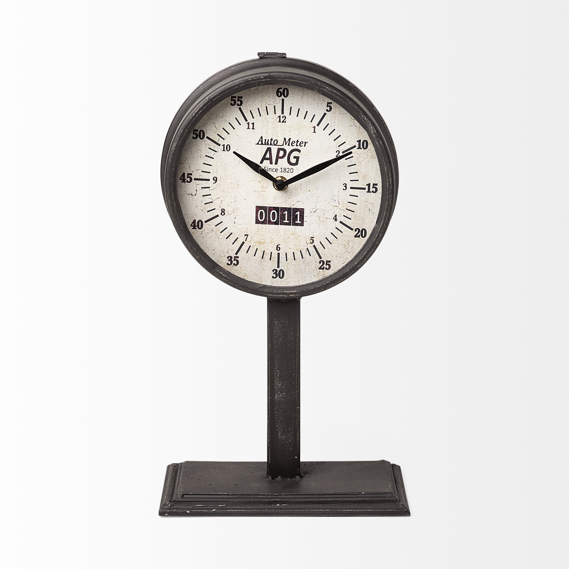 Mercana Attalack Ii Black Metal Round Face Table Clock - Walmart.com
