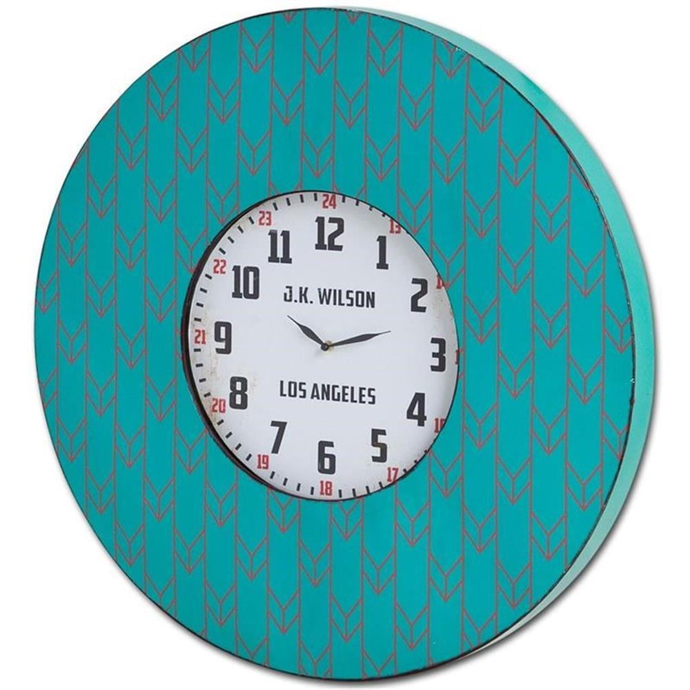 Mercana Calabash I 33" Oversize Blue Wood Contemporary Wall Clock ...