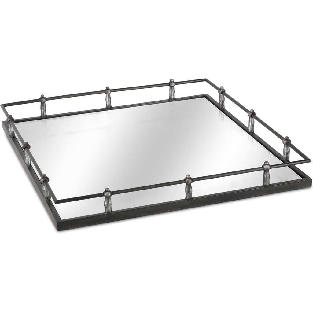 Mercana Christa Black Metal Mirrored Base Square Tray - Walmart.com