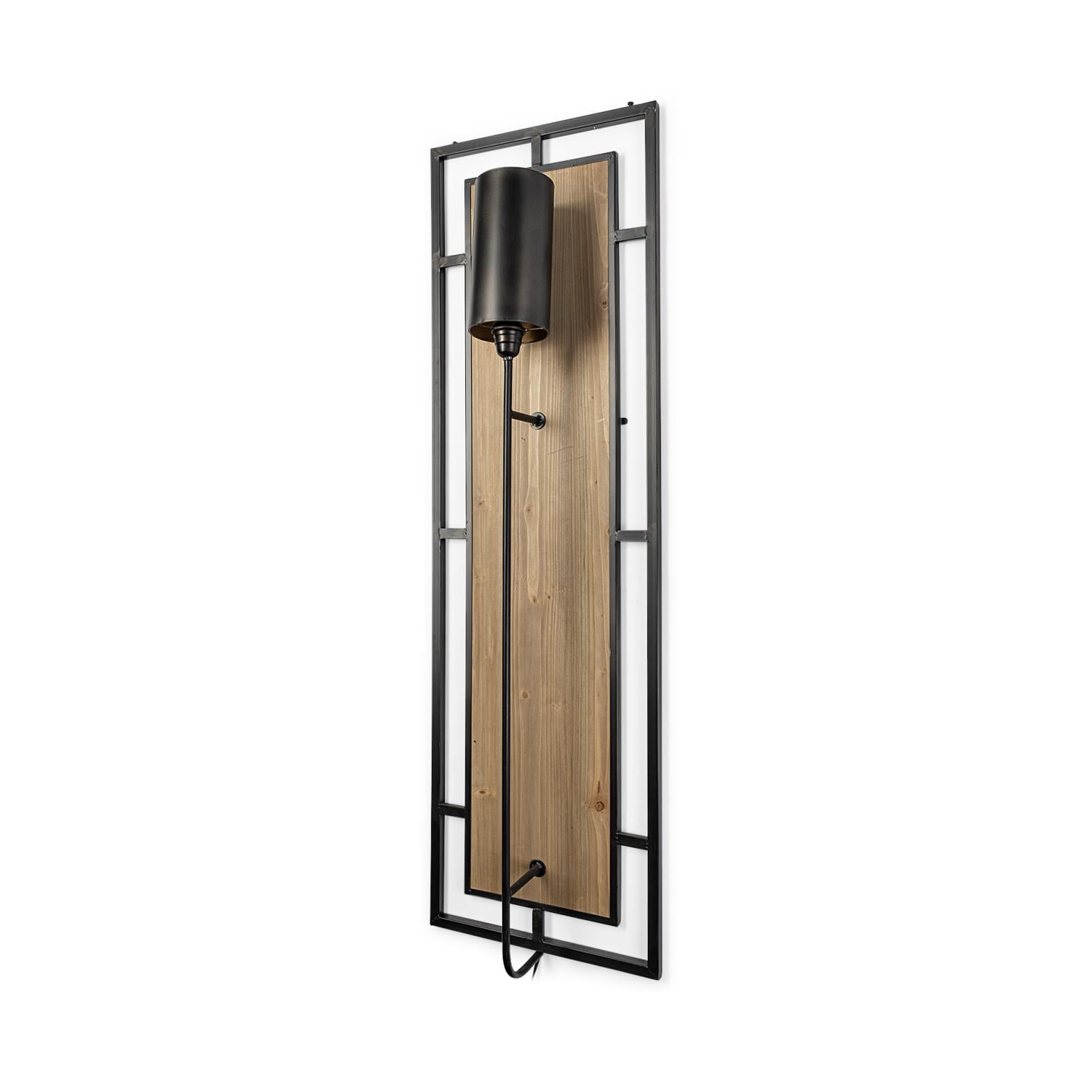 Mercana Cleo 16.9X57.1 Black Metal And Wood Rectangular Wall Sconce ...