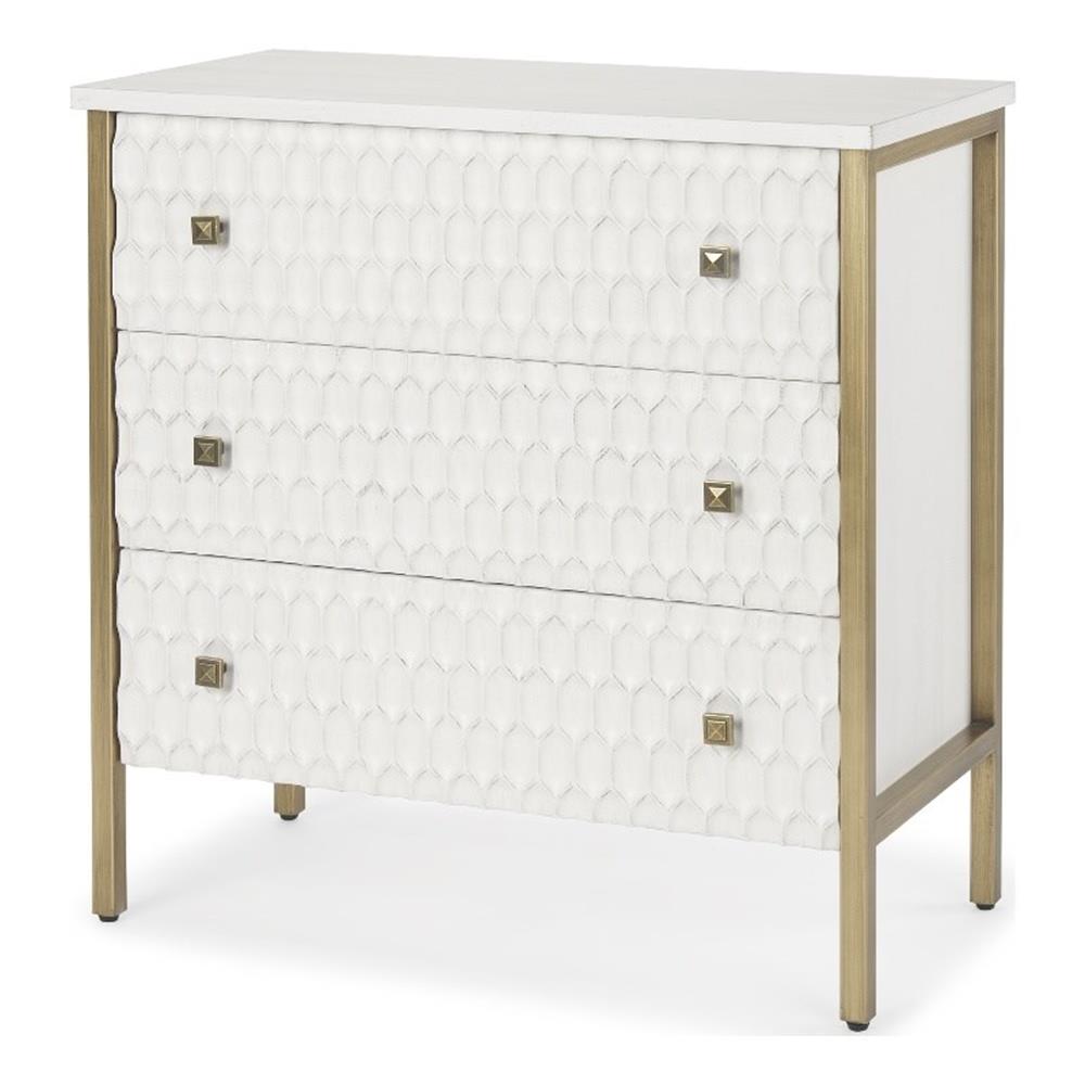 Mercana Decor Savannah 3-Drawer Accent Chest in White Wood Fir Veneer ...