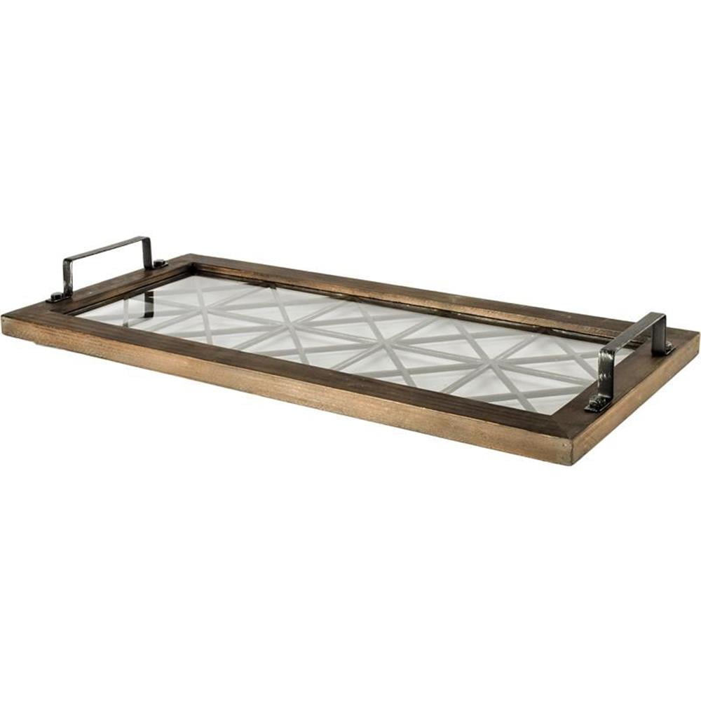 Mercana Ellingson Rectangular Black Metal Glass Bottom Tray - Walmart.com