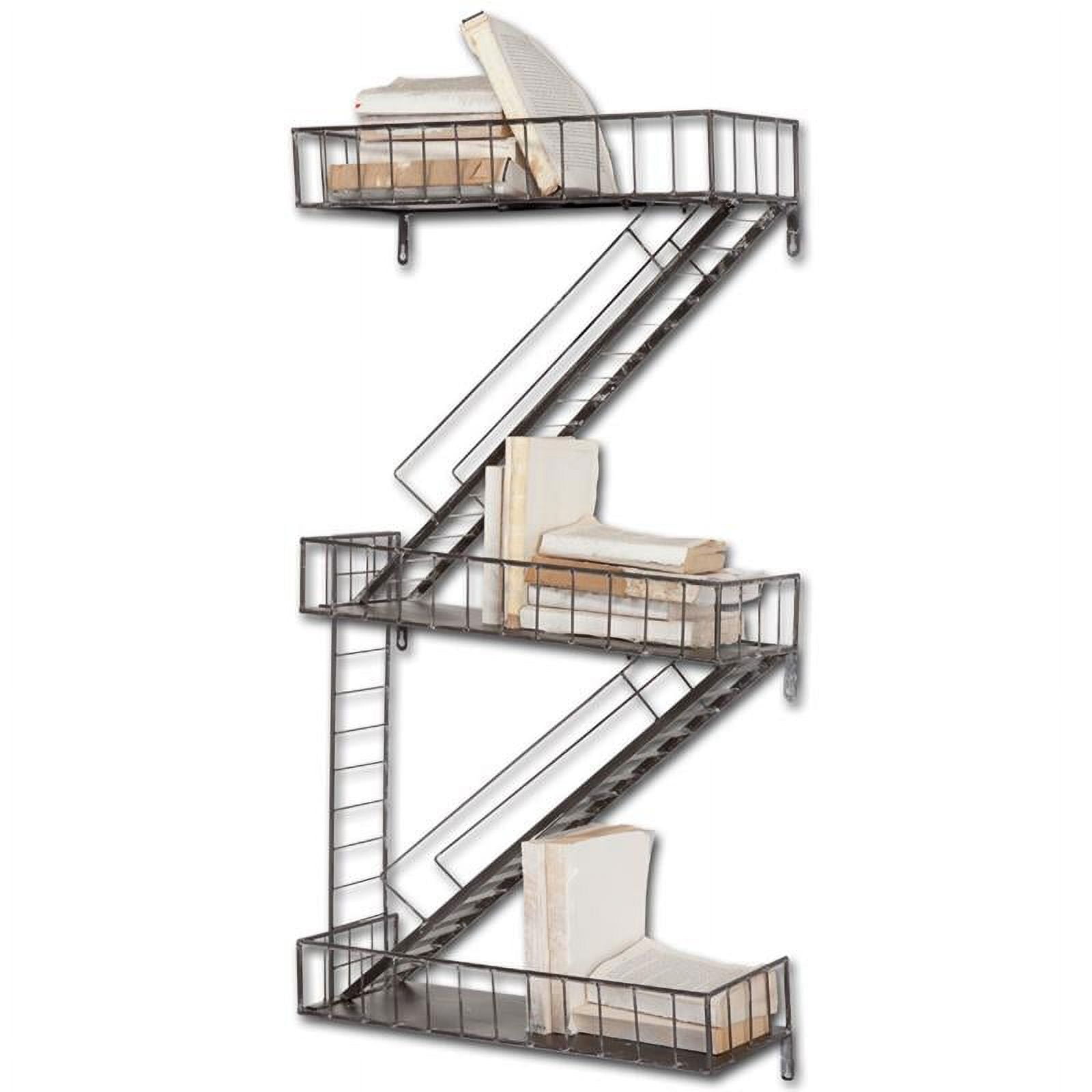 Mercana Gastown 42"H Gray Metal Wall-Mounted Fire Escape Shelf ...