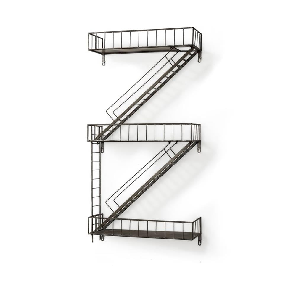Mercana Gastown 42"H Gray Metal Wall-Mounted Fire Escape Shelf ...
