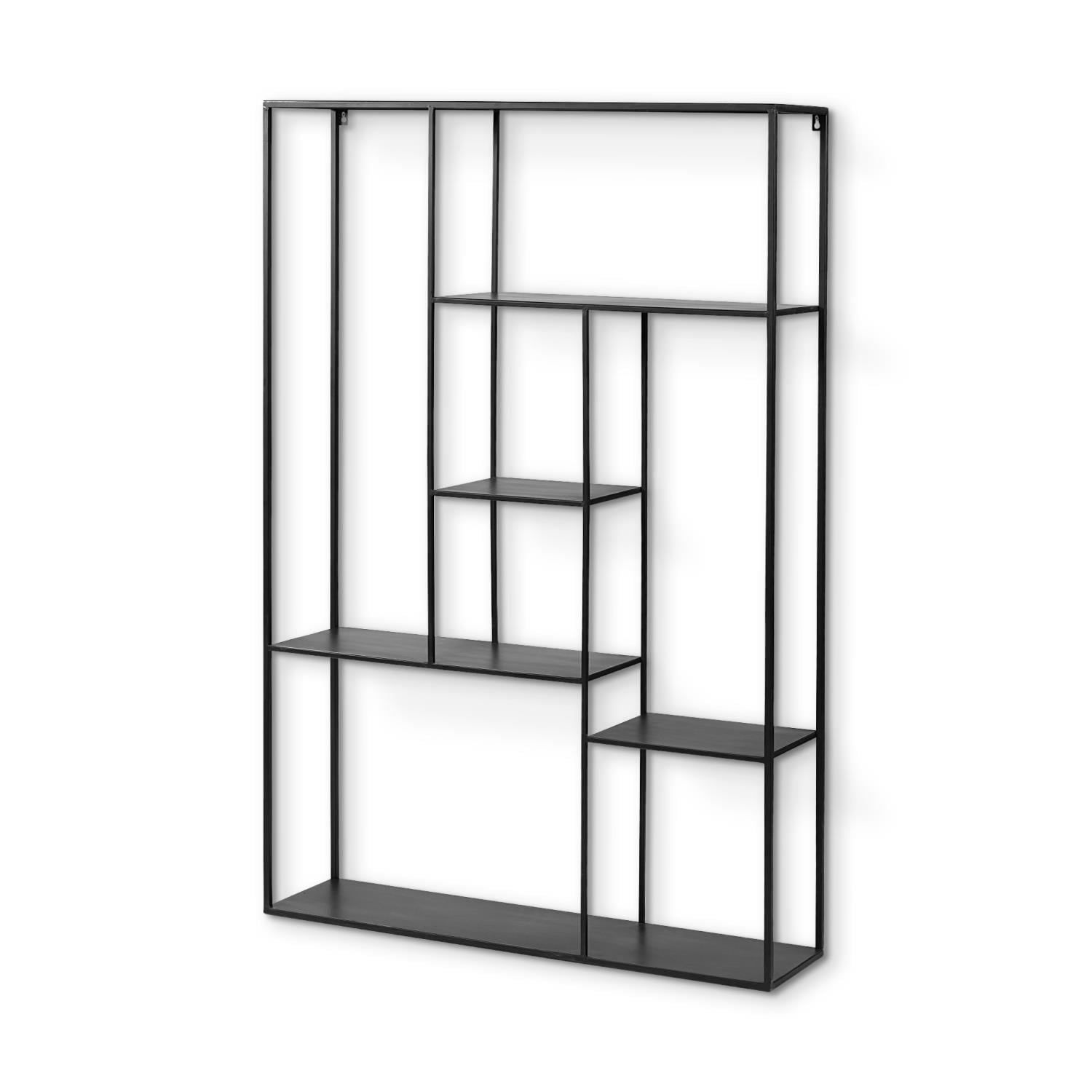 Mercana Meridius Wall Mounted Multi-Level Metal Shelf in Black ...