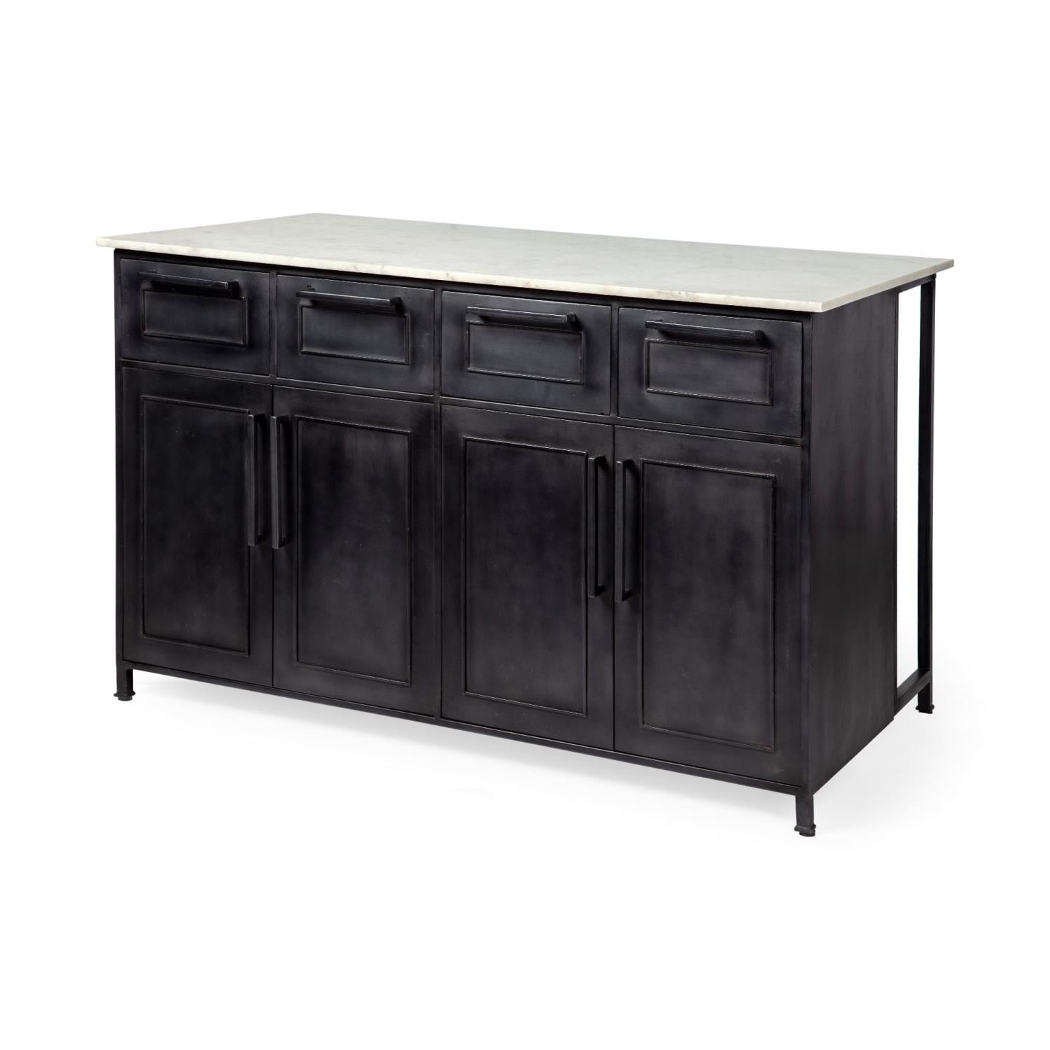 Mercana Fieri 4 Drawer Kitchen Island in Black and White - Walmart.com
