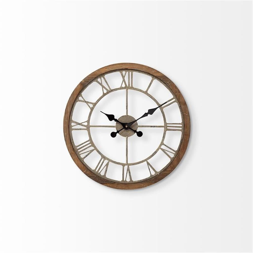 Mercana Mething Light Brown 19" Small Wooden Farmhouse Wall Clock ...