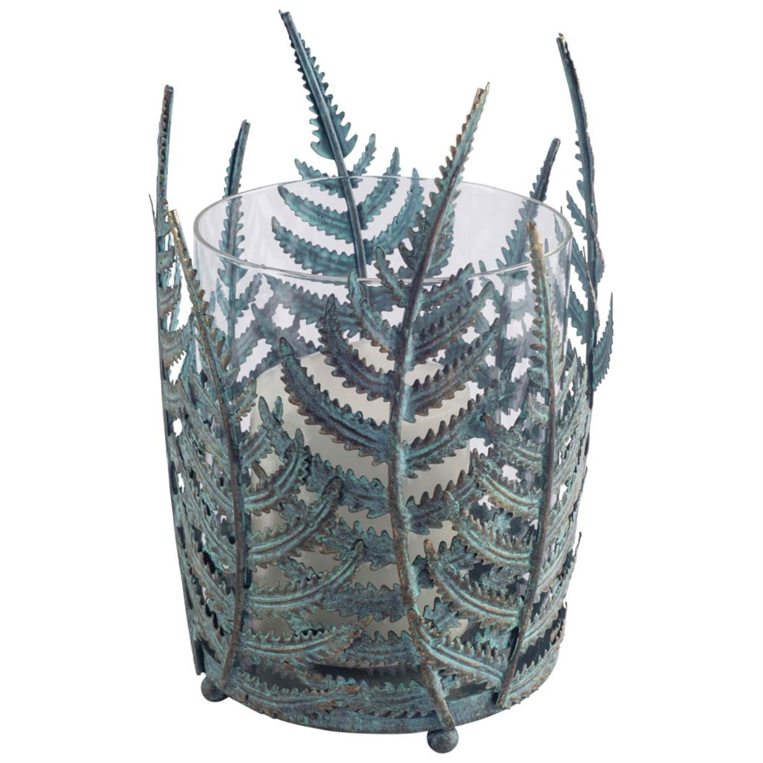 Mercana Palen I Small Green/Gold Metal Fern Leaf Table Candle Holder ...
