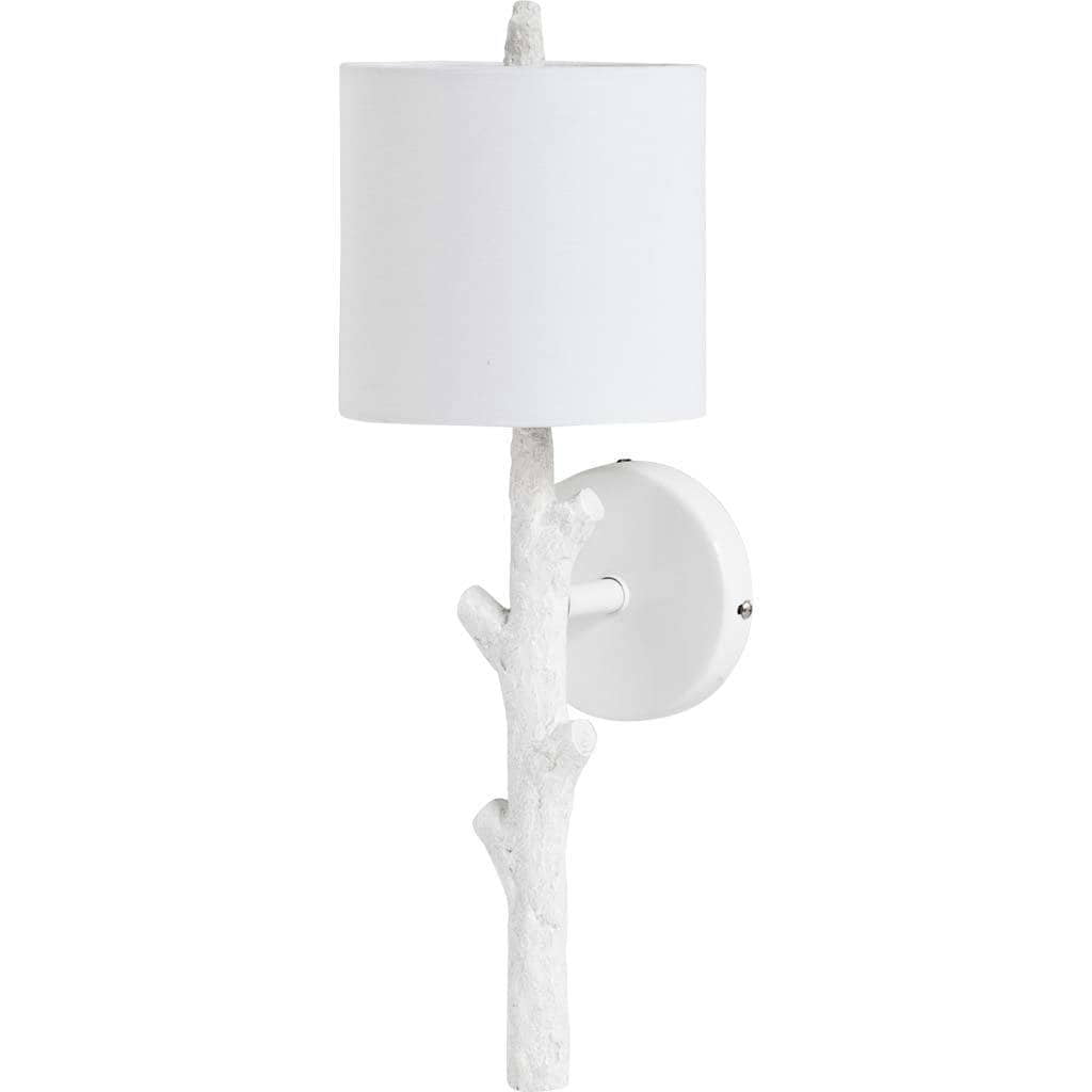 Mercana Sabinal II Resin Tree Branch Fabric Shade Wall Sconce in White ...