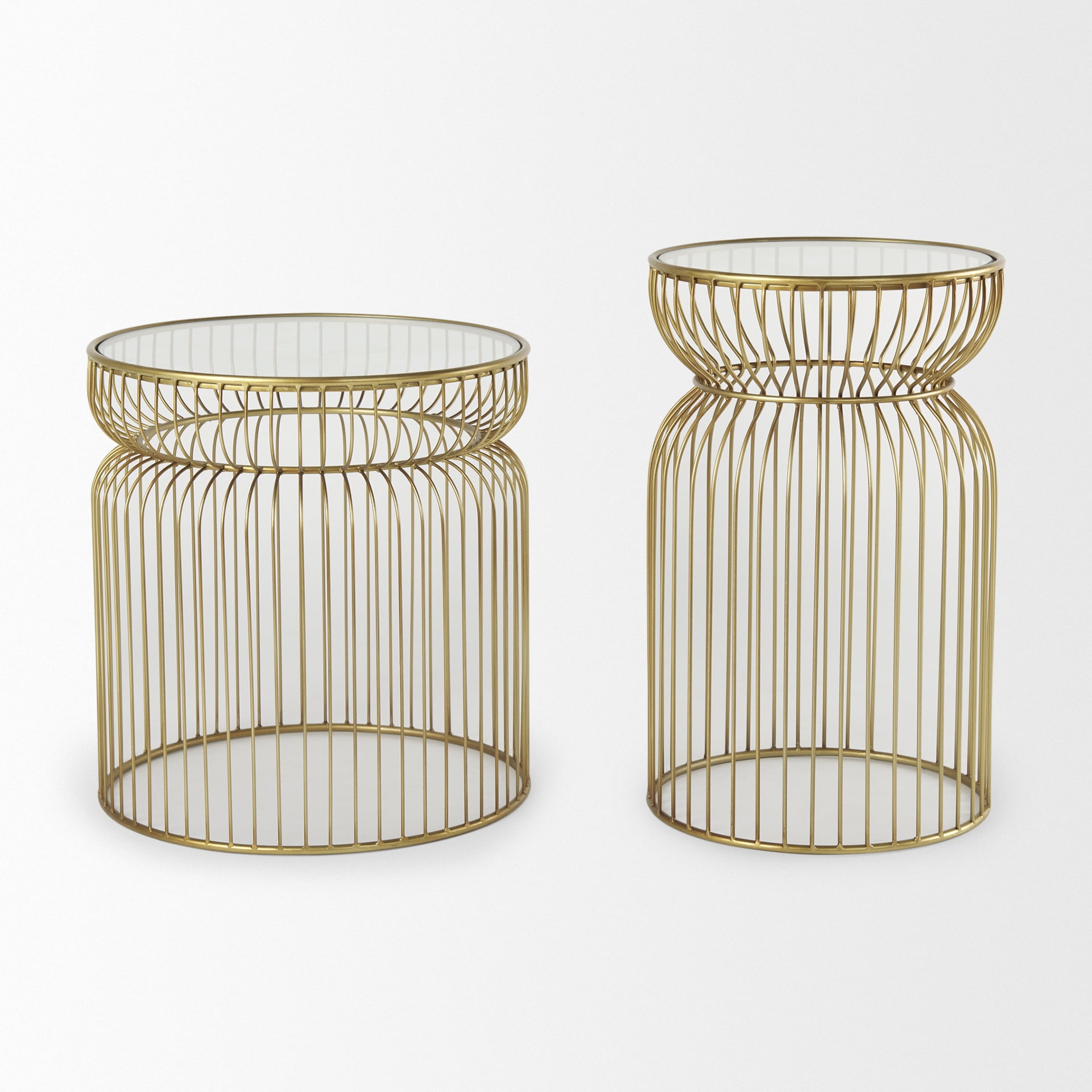 Mercana Shani Set Of 2 Round Gold Metal W/ Glass Accent Tables ...