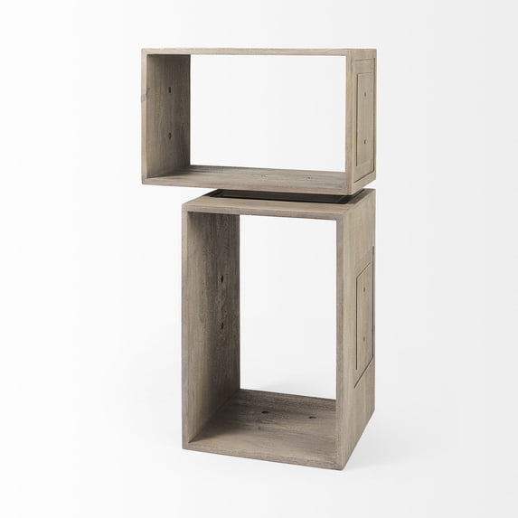 Mercana Simul Light Brown Wood Modular Shelving Unit (Set Of 2 ...