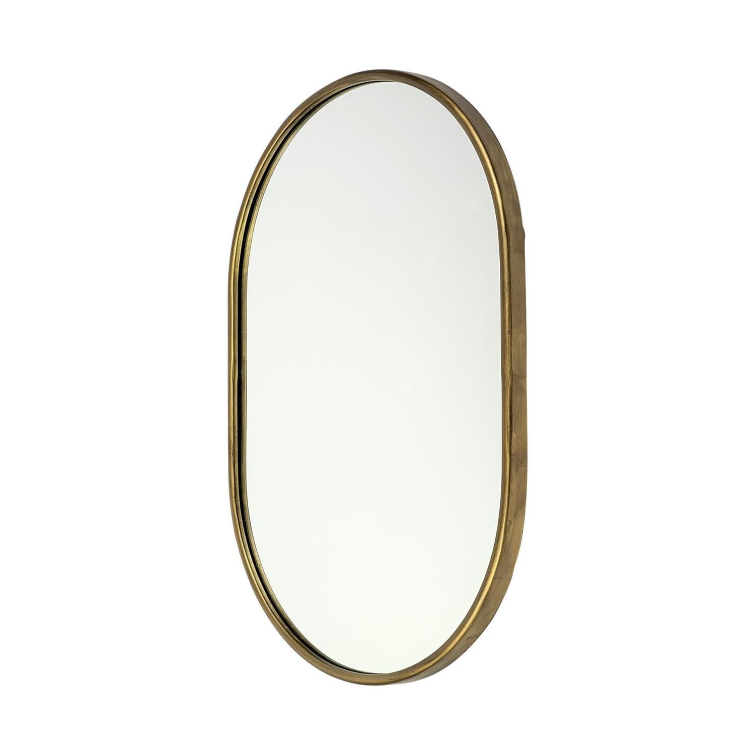 Mercana Sylvia I Gold Metal Oval Frame Decorative Wall Mirror 24.3"x 36 ...