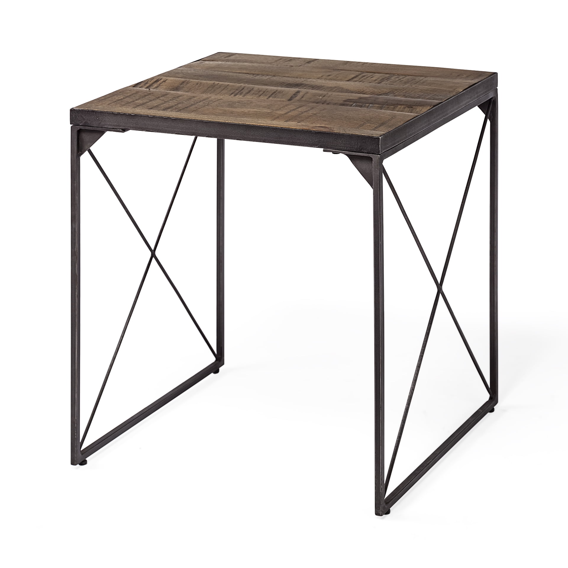 Mercana Trestman Ii Square Top Brown Wood And Iron Cross Braced End ...