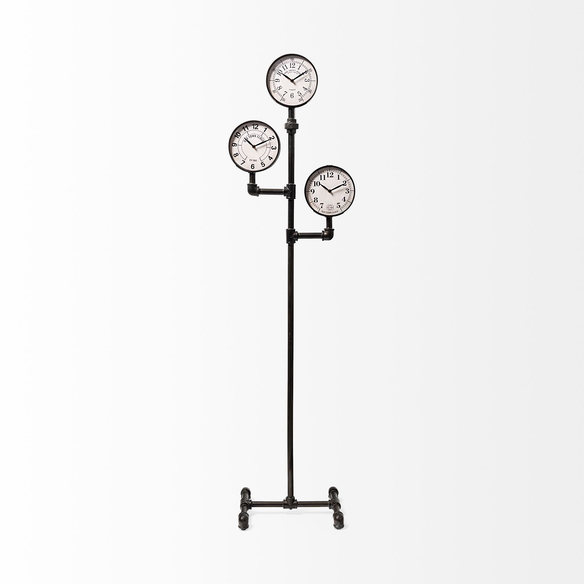 Mercana Trifect Black Iron Pipe Three Face Floor Clock - Walmart.com