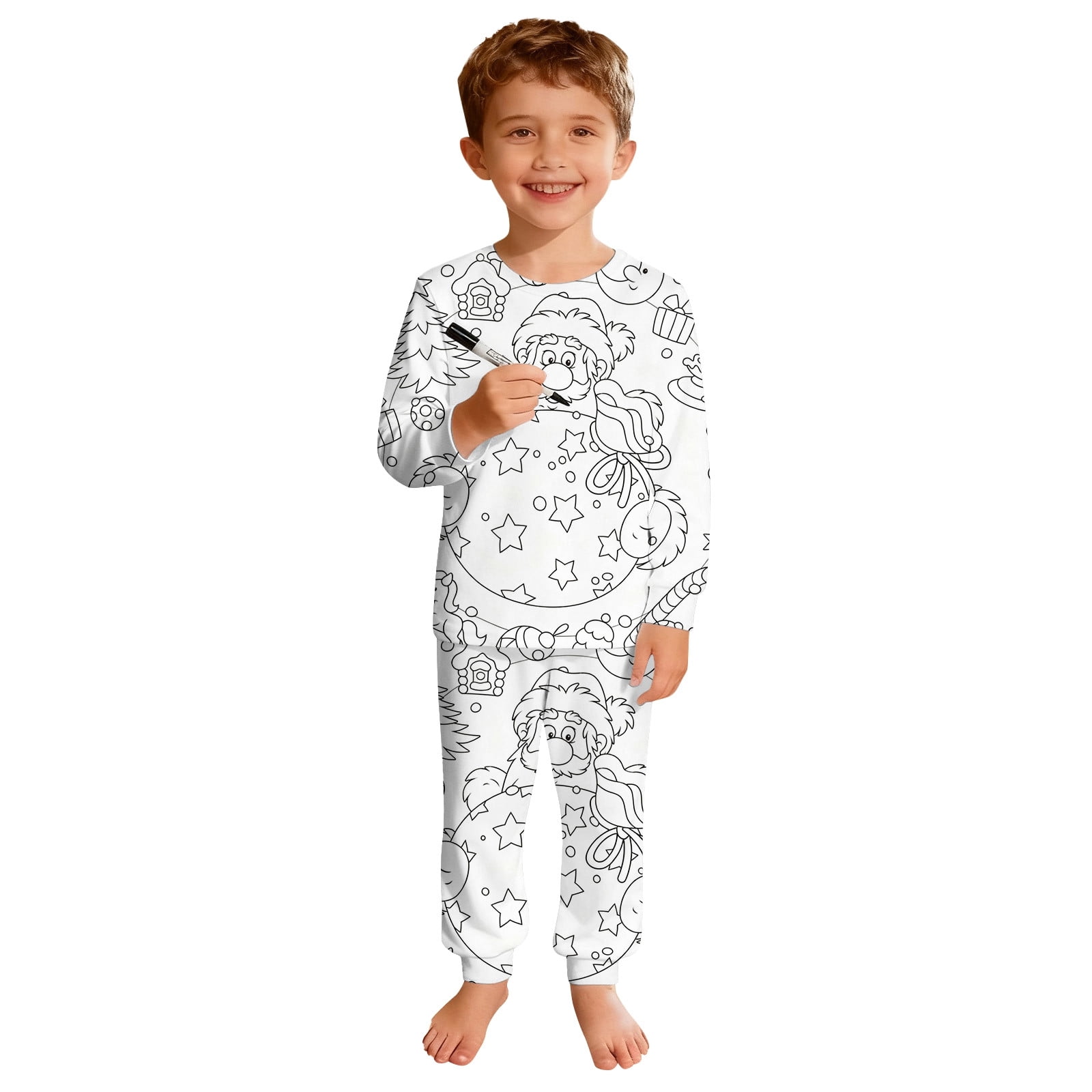 Mercatoo Colorable Pajamas for K'ids DIY Hand Painted Homewear Set ...