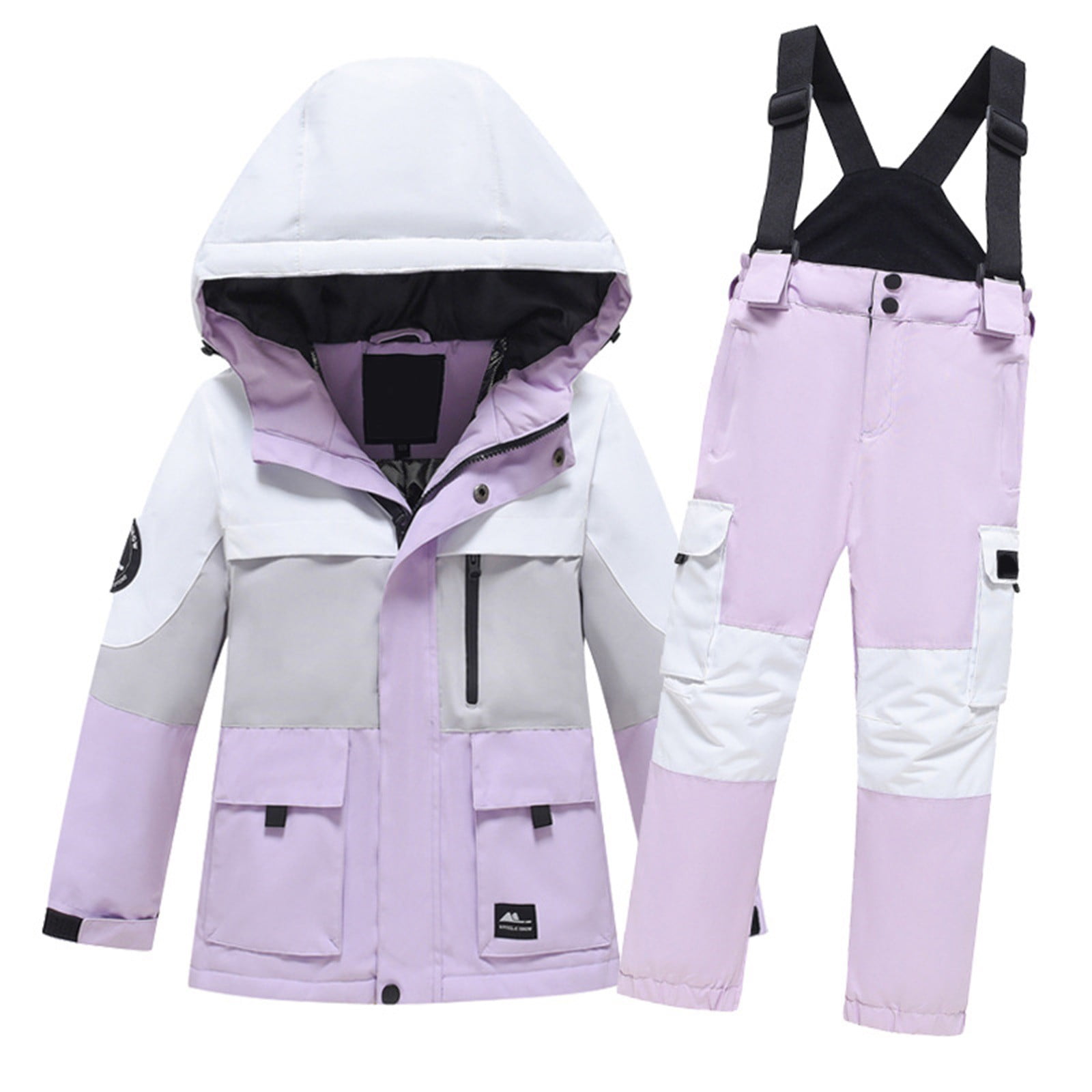 Mercatoo Girls Boys 2-Piece Insulated Winter Snowsuit with Hooded ...