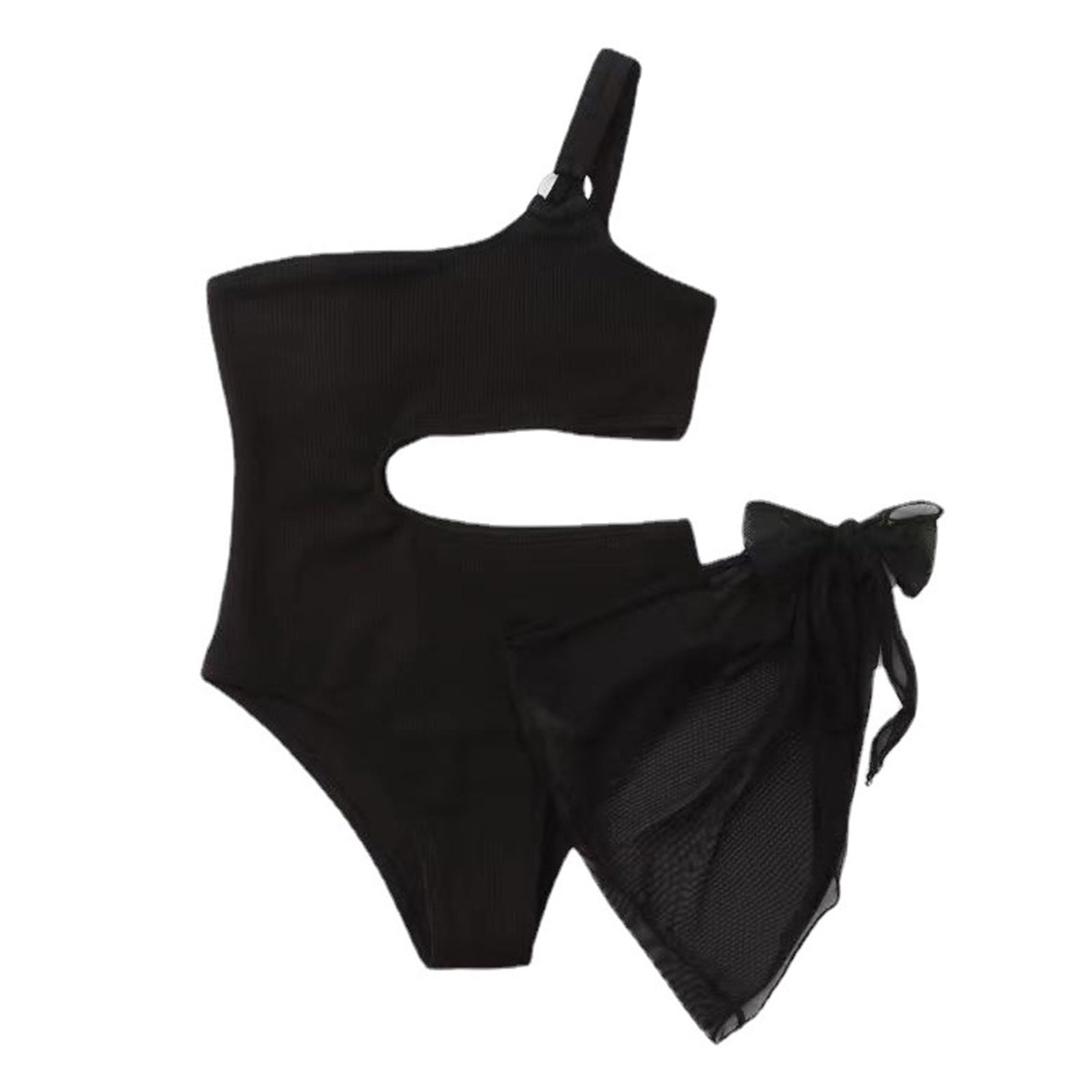 Mercatoo Girls Casual Swimsuit 2 𝐏iece One Shoulder Cutout Girls ...