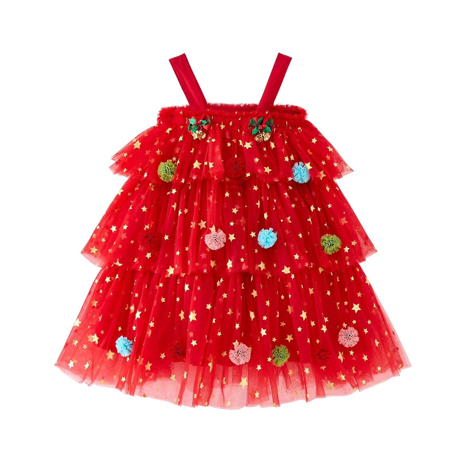 Mercatoo Girls Christmas Sequine Tulle Princess Dress Kids Cute ...