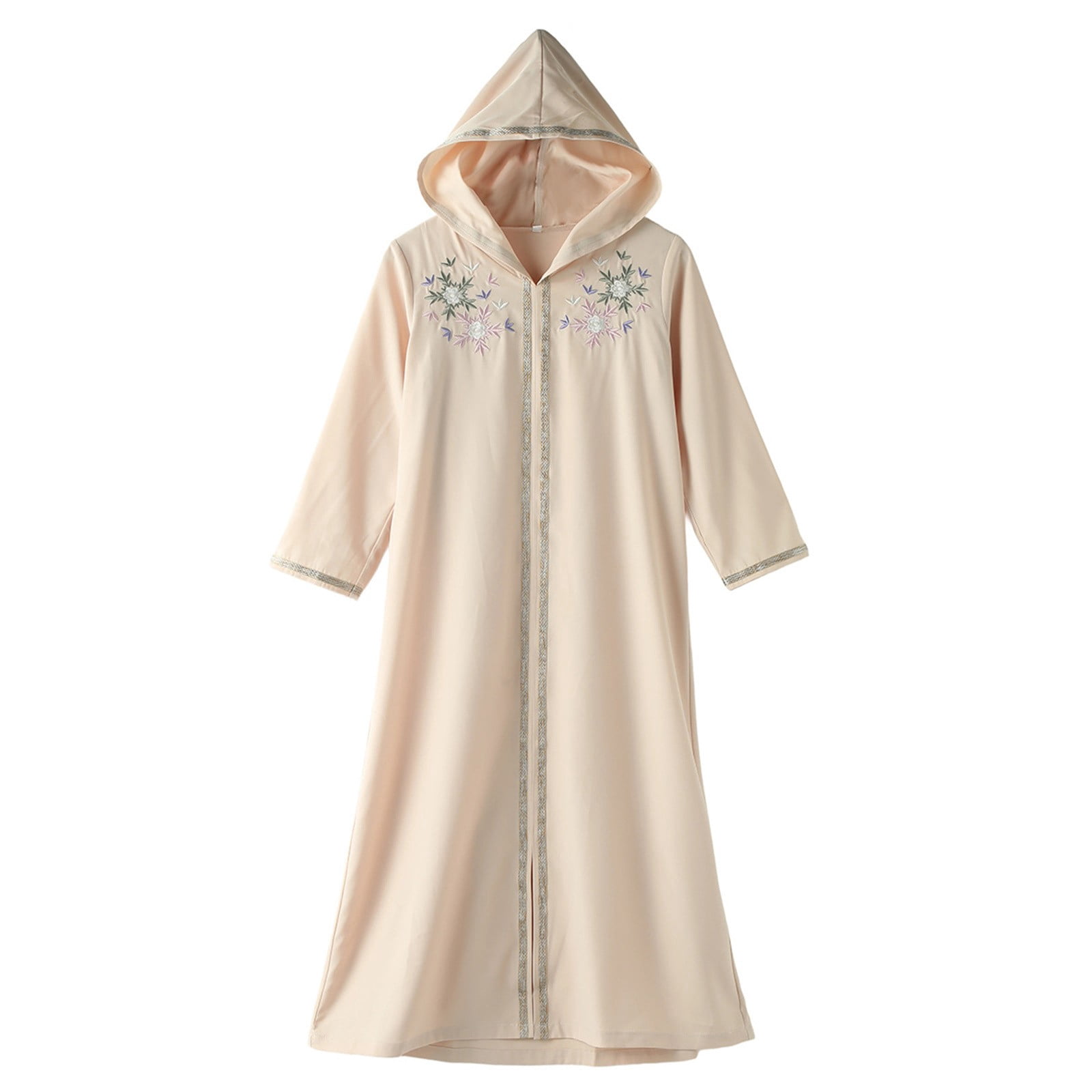Mercatoo Girls Muslim Abaya Embroidery Hooded Long Sleeve Islami1 ...
