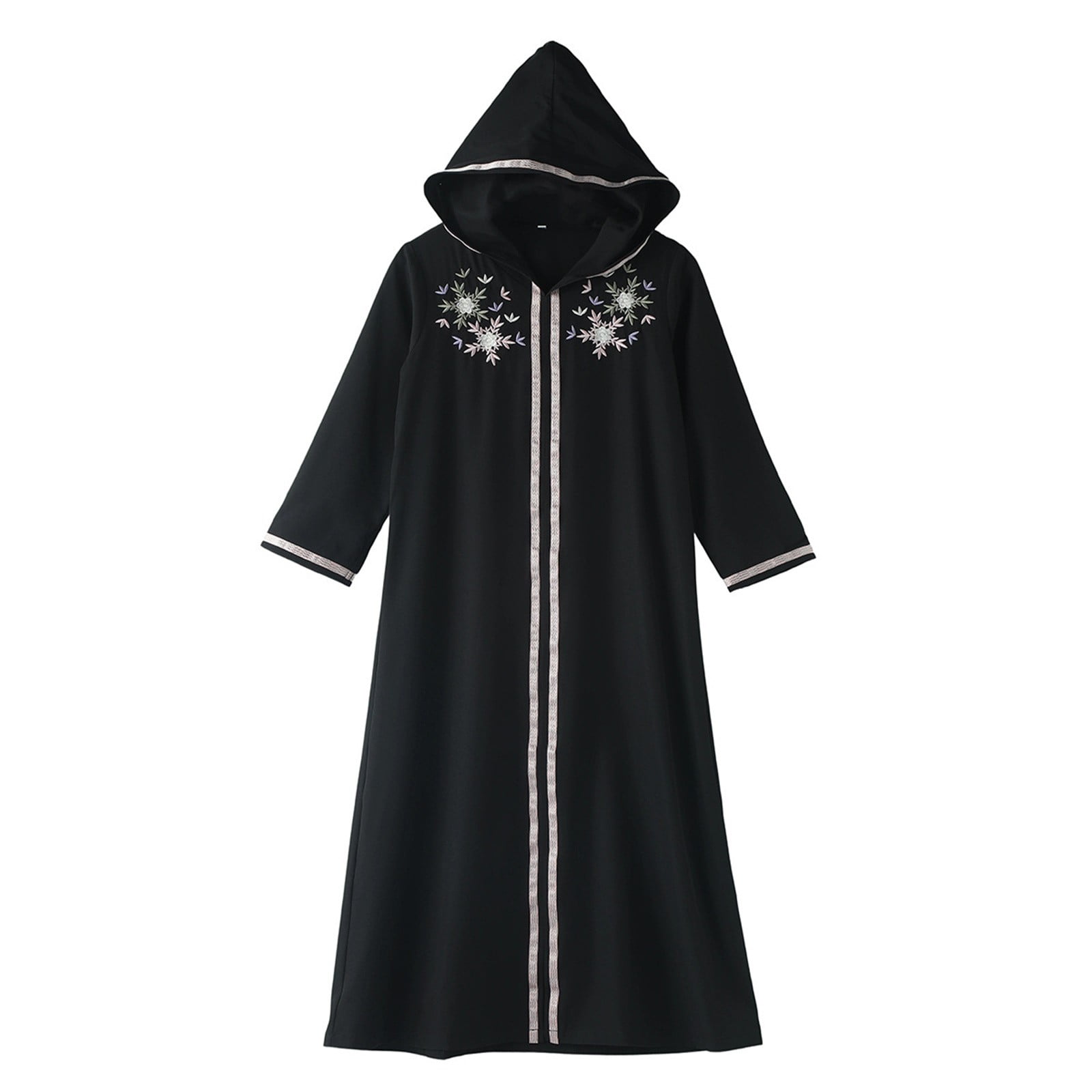 Mercatoo Girls Muslim Abaya Embroidery Hooded Long Sleeve Islami1 ...