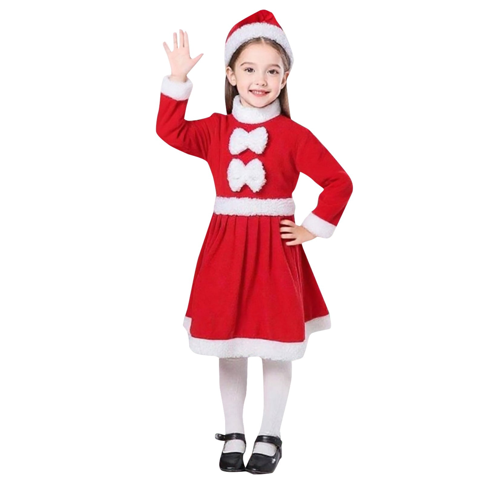 Mercatoo Girls Santa Dress Suits 2 Piece Soft Christmas Dresses with ...