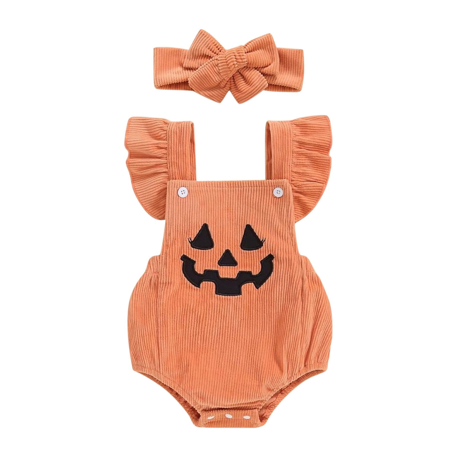 Mercatoo I𝐧fant Halloween Pumpkin Outfits 𝐑uffle Ramper 2 Pieces Bow ...