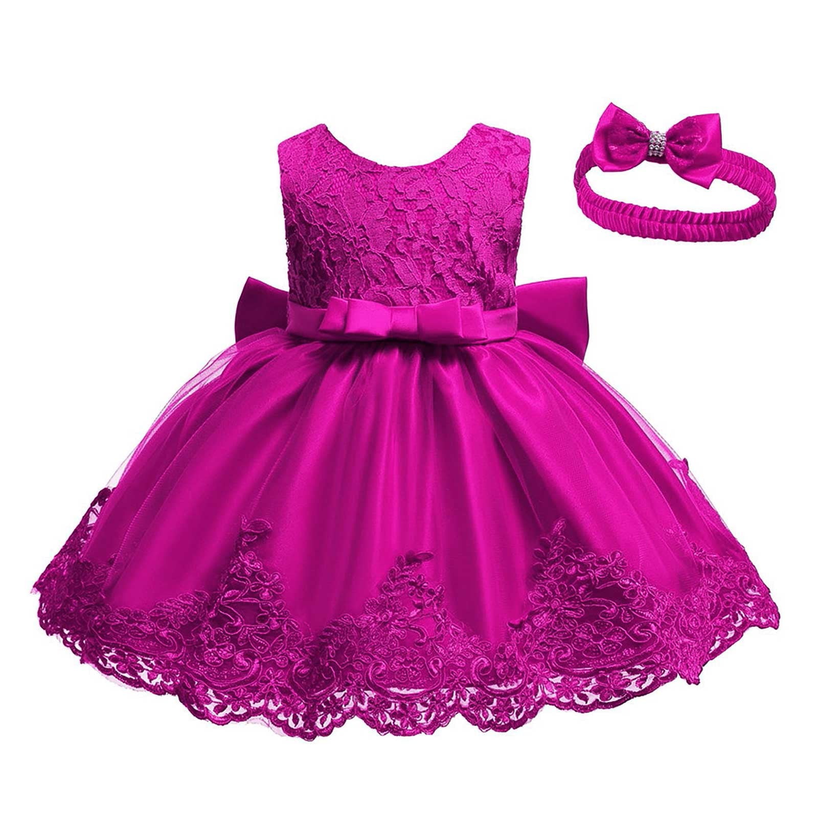 Mercatoo Infant Toddler Girl Flower Dress Hairband Puffy Wedding ...