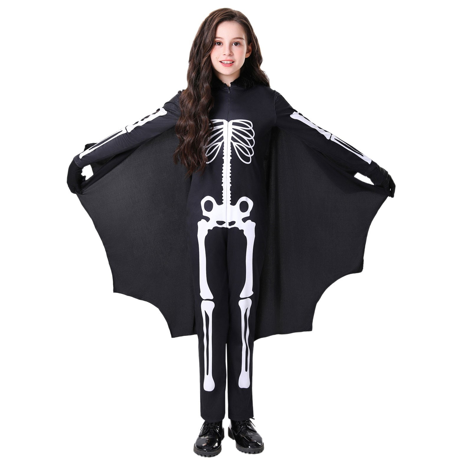 Mercatoo Kids Girls Halloween Skeleton Jumpsuit Outfits Zipper Long ...